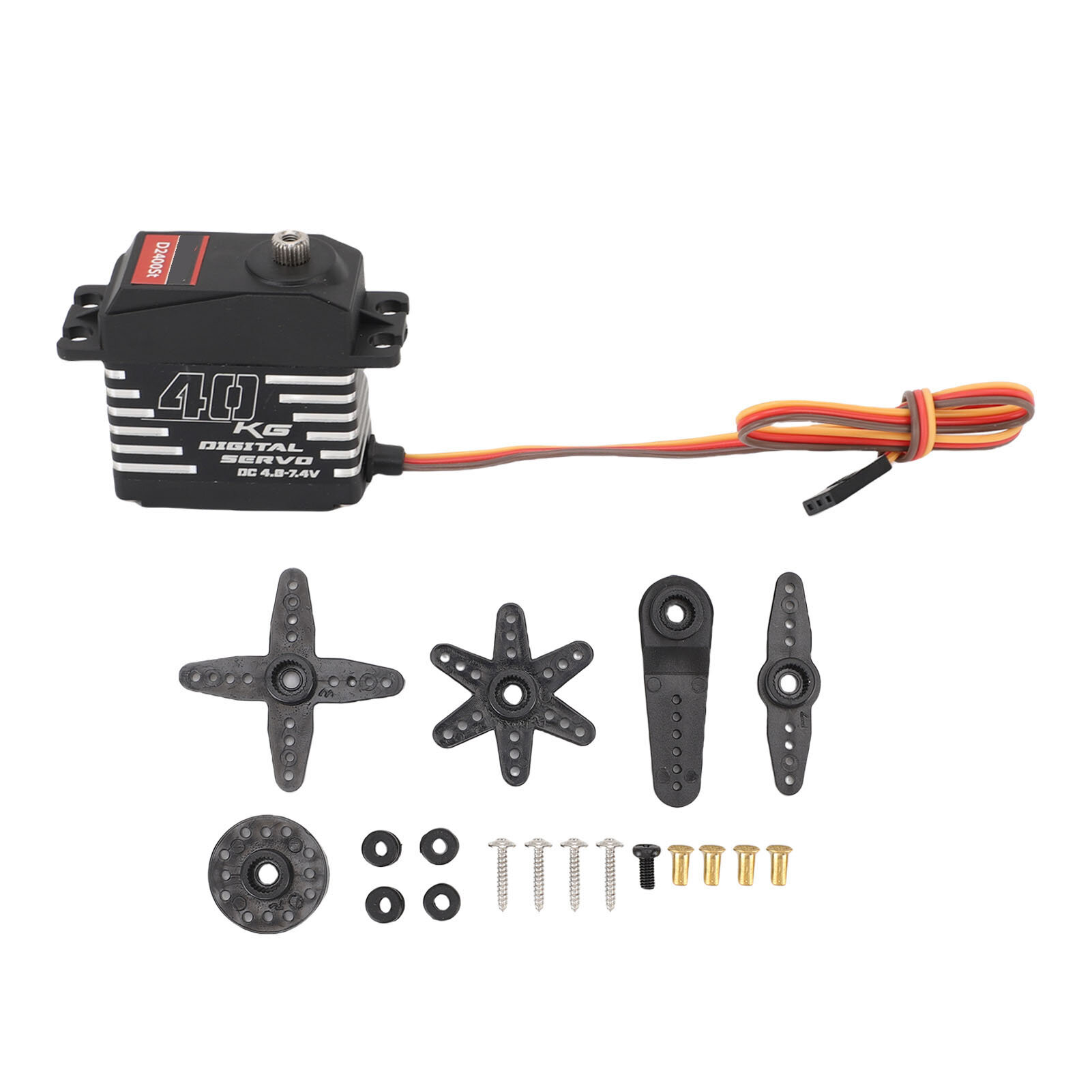 Цифровой сервопривод с высоким крутящим моментом, DC4.8-7.4V, вращение на 180 градусов, для радиоуправляемых автомобилей, грузовиков, гусеничных машин, лодок, роботов, с алюминиевой рамой, грузоподъемность 40 кг.