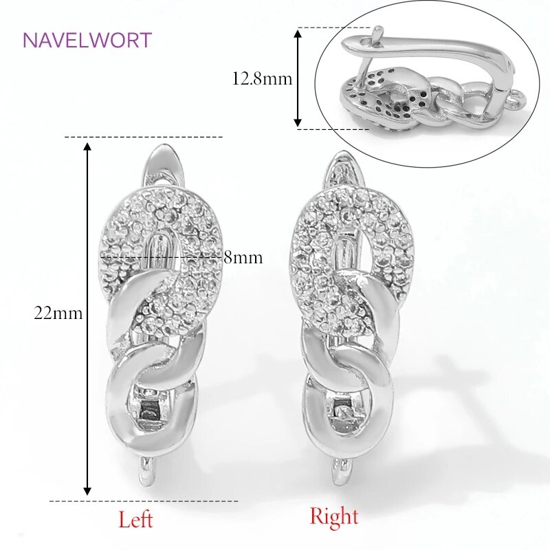 Застежки для сережек NAVELWORT, Rhodium Plated, 4 шт.