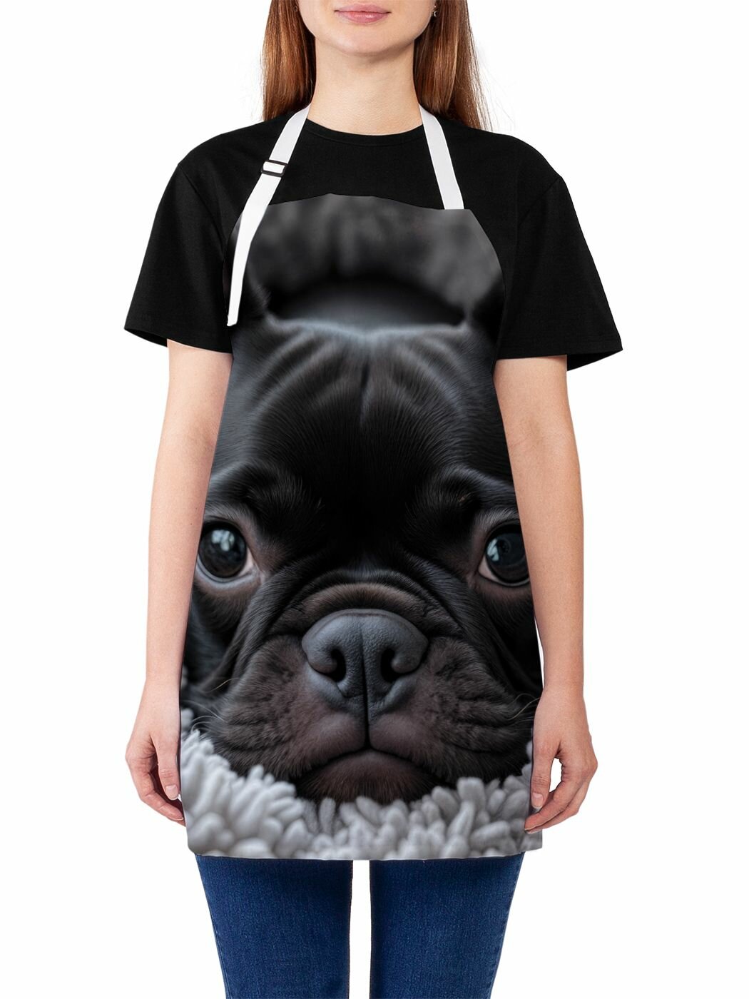 Фартук для кухни тканевый "Милая моська" / водоотталкивающий, универсальный размер , JoyArty