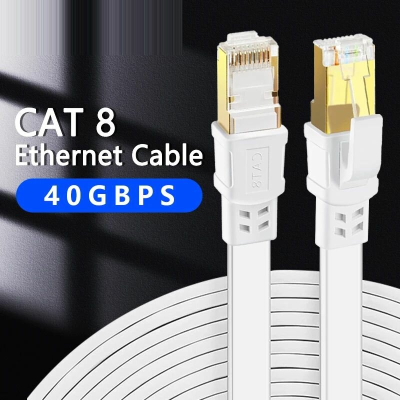 Кабель Ethernet Cat 8, сетевой экранированный соединительный кабель RJ45 для модема-маршрутизатора, кабель Ethernet Cat 8