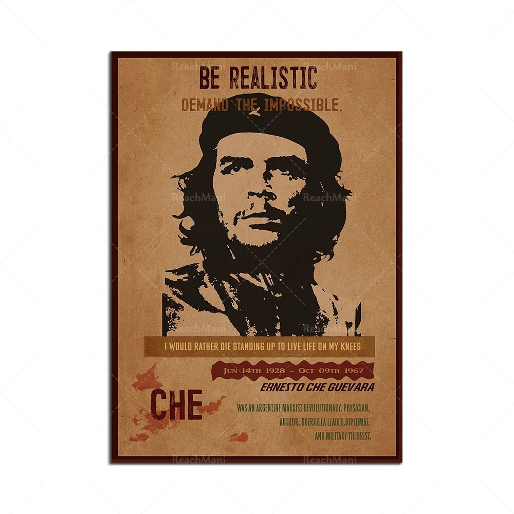 Абстрактная картина Че Гевара на холсте ReachMani, 60X90CM No Frame, Коричневый