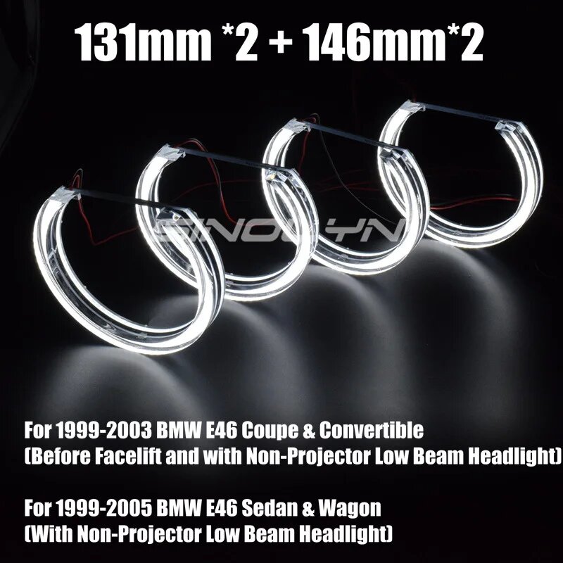 Sinolyn дневные кольца с ангельскими глазами для BMW 3 5 серии E46 M3/E39/E36/E38 131mm Plus 146mm(w)