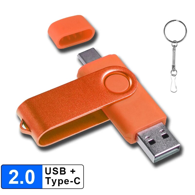 JASTER TYPE-C USB 2.0 Flash Drives 128 ГБ 32 ГБ, Orange