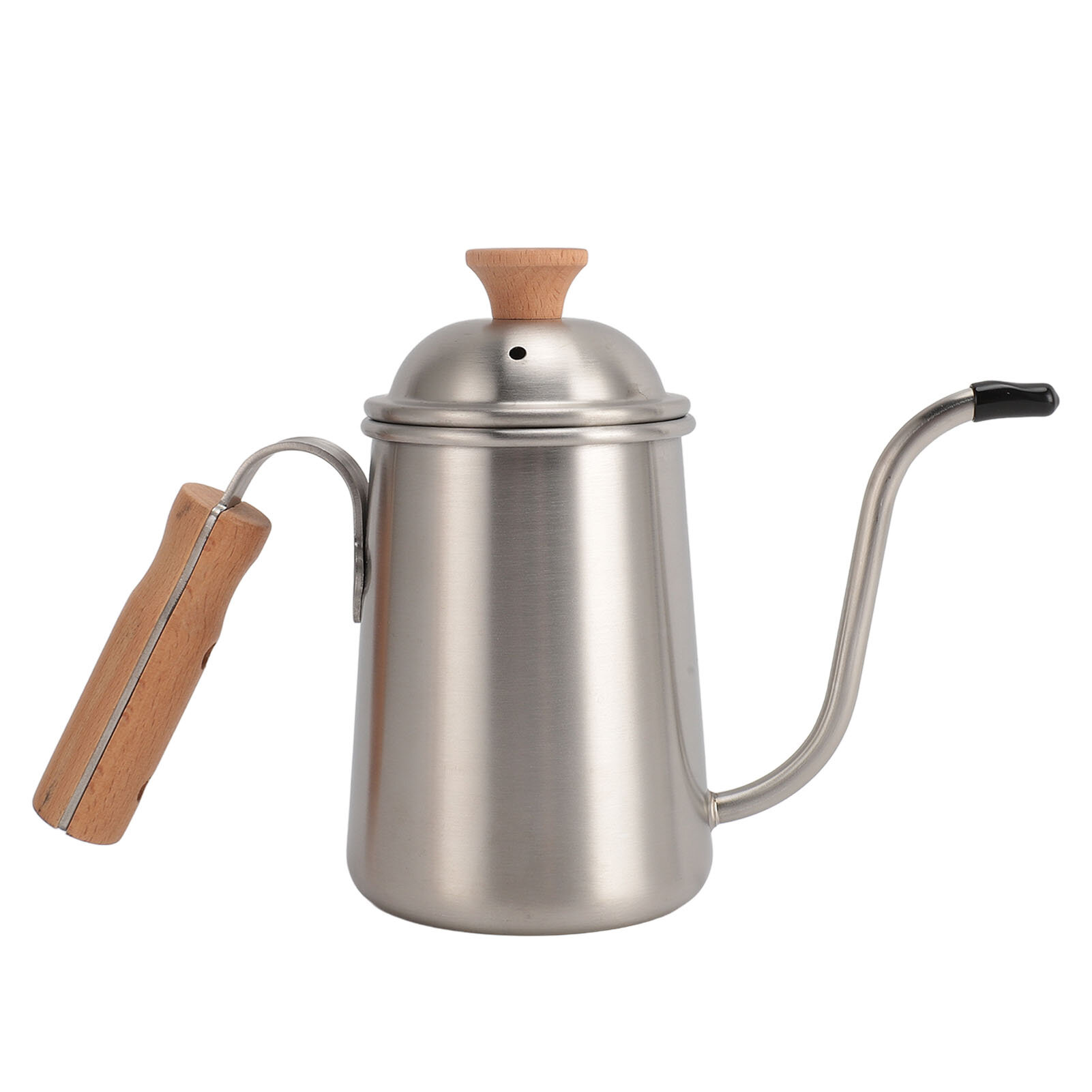 Coffee Pot 650ml Stainless Steel Hand Brewing Sanding Process with Wooden Handle Kettle for Family Gatherings Camping Events