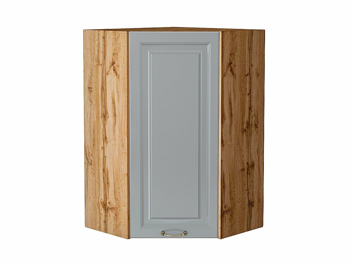 Шкаф верхний угловой Ницца, цвет фасада Графит, цвет каркаса Дуб Вотан, 920*600*600 мм