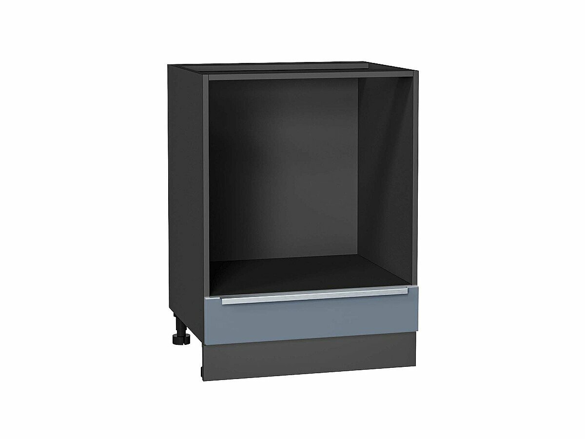 Шкаф нижний под духовку Фьюжн, цвет фасада Silky Blue, цвет каркаса Graphite, 816*600*476 мм