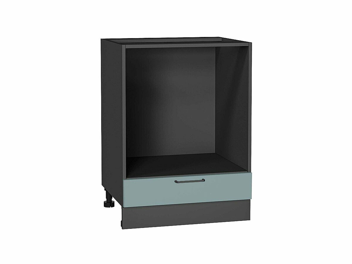 Шкаф нижний под духовку Флэт, цвет фасада Grey-green In 2S, цвет каркаса Graphite, 816*600*476 мм
