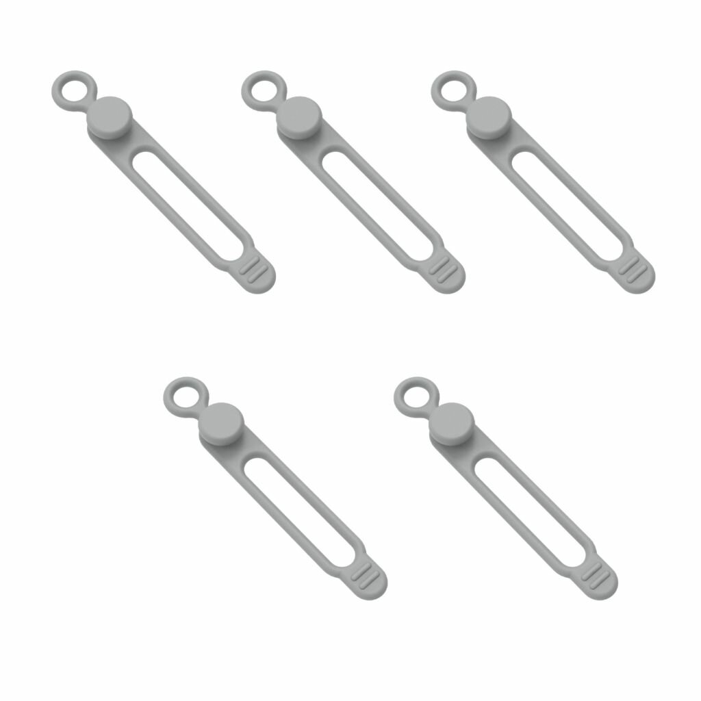 5 шт подходит для кабеля передачи данных, зарядного кабеля, хранения и отделки многофункциональная силиконовая намотка-серый-75 мм