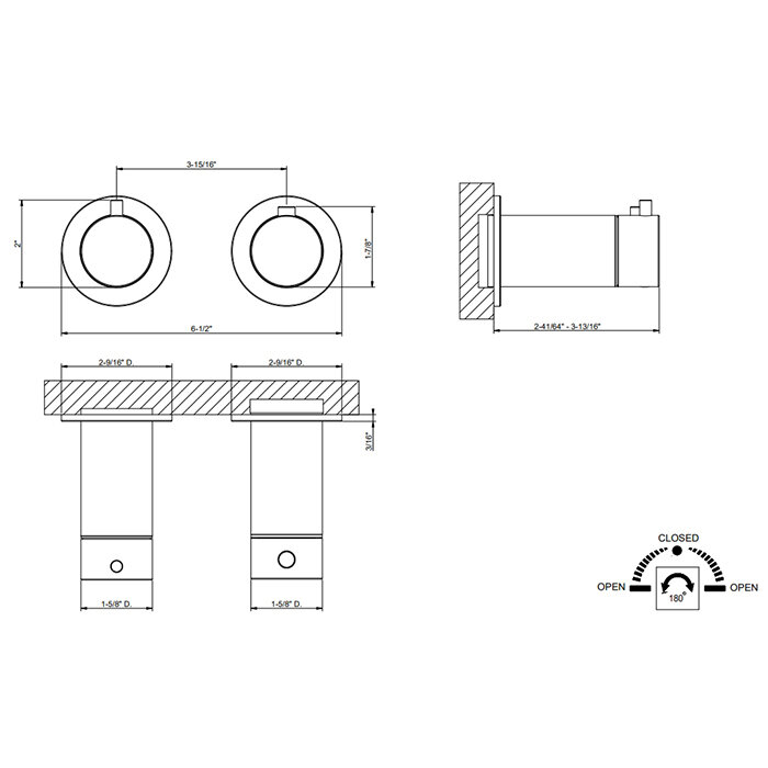 GESSI 316 Смеситель для душа встраиваемый, термостатический, с переключателем на 2 положения, внешня