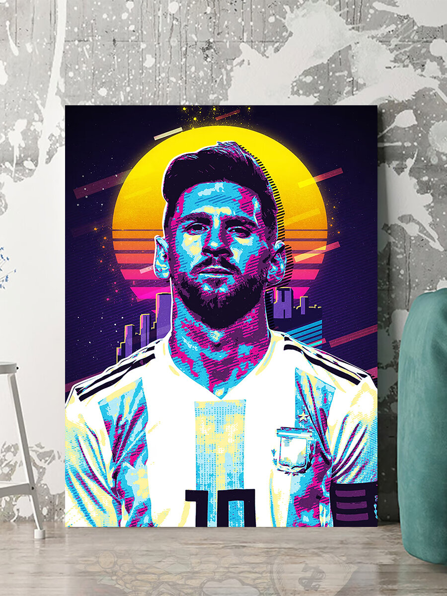 Картина интерьерная на стену - "Лионель Месси, футбол", 50х70 см.