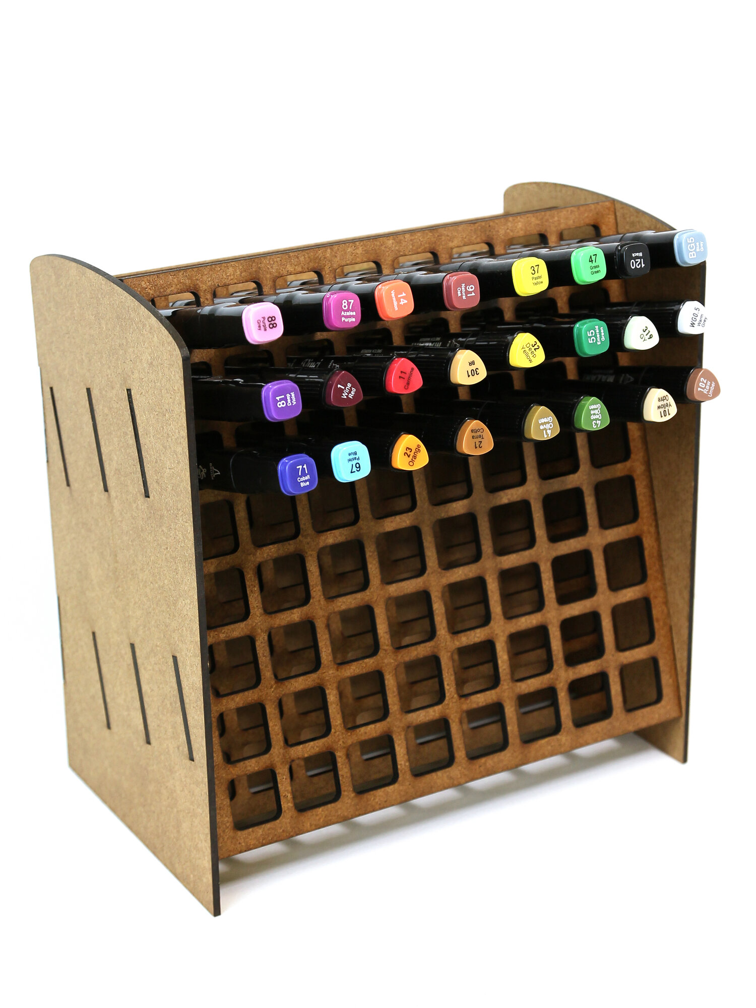 Стенд-органайзер для маркеров из ХДФ с 64 отверстиями — держатель для художественных и канцелярских маркеров