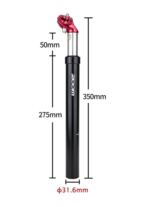 Подседельный штырь Zoom Bicycle Suspension, сменный алюминиевый регулируемый подседельный штырь - красный/31,6 x 350 мм