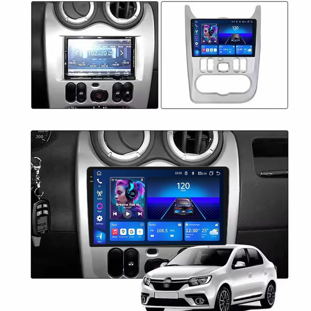 Штатная магнитола Renault Logan/Sandero, 4 ядра, Android, QLED-экран 9" автомагнитола