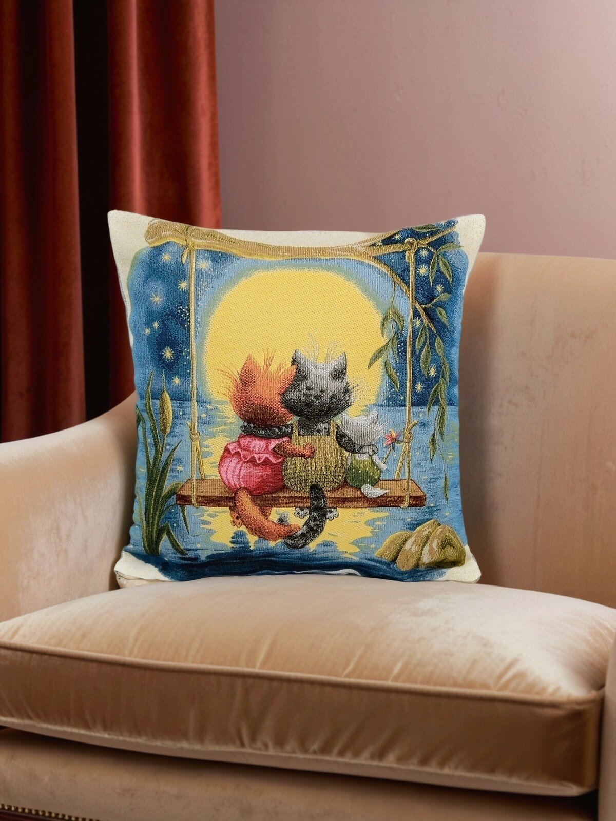 Декоративная гобеленовая наволочка "Тёплый вечер" 45*45 см, MIDA VANERI