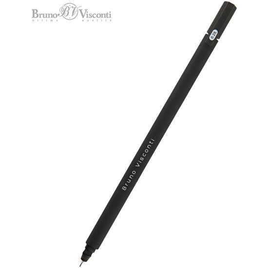 Ручка гелевая Bruno Visconti "Super Slim Black", черная, узел 0,28 мм, линия 0,2 мм, 20-0397