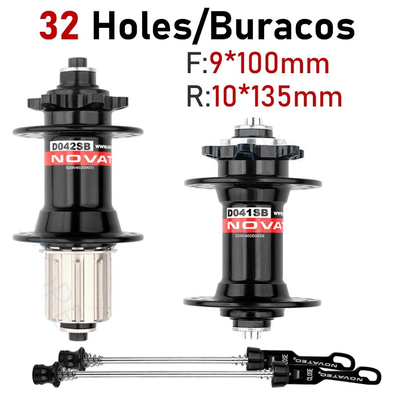 Ступица Novatec D041SB/D042SB 32 отверстия черная/красная 8-12 скоростей Черный, A Pair 32H Black