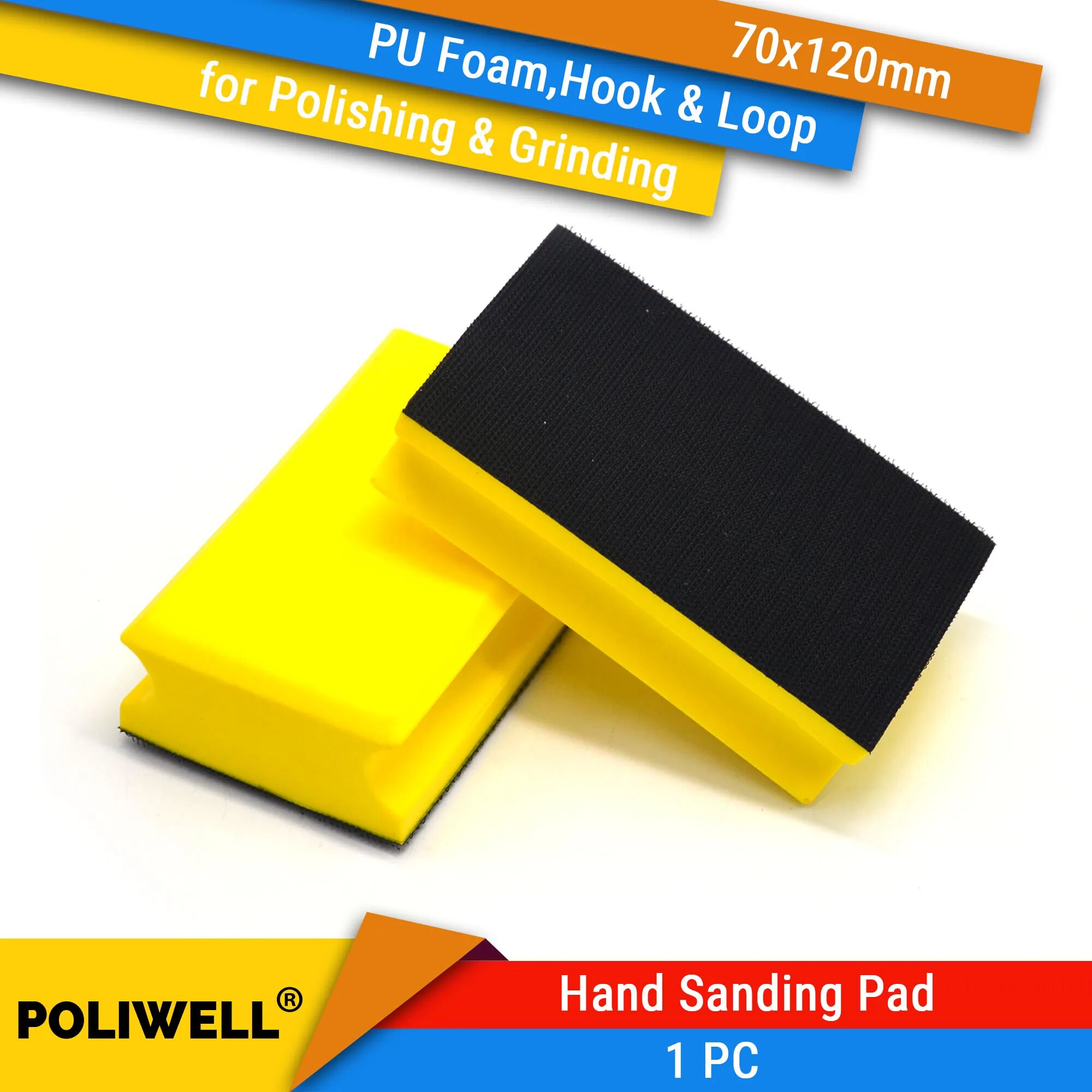 70x120 мм ручной шлифовальный блок, прямоугольная подложка с крючком, шлифовальная подушечка из пенополиуретана для абразивов на липучке, наждачная бумага, шлифовальные диски