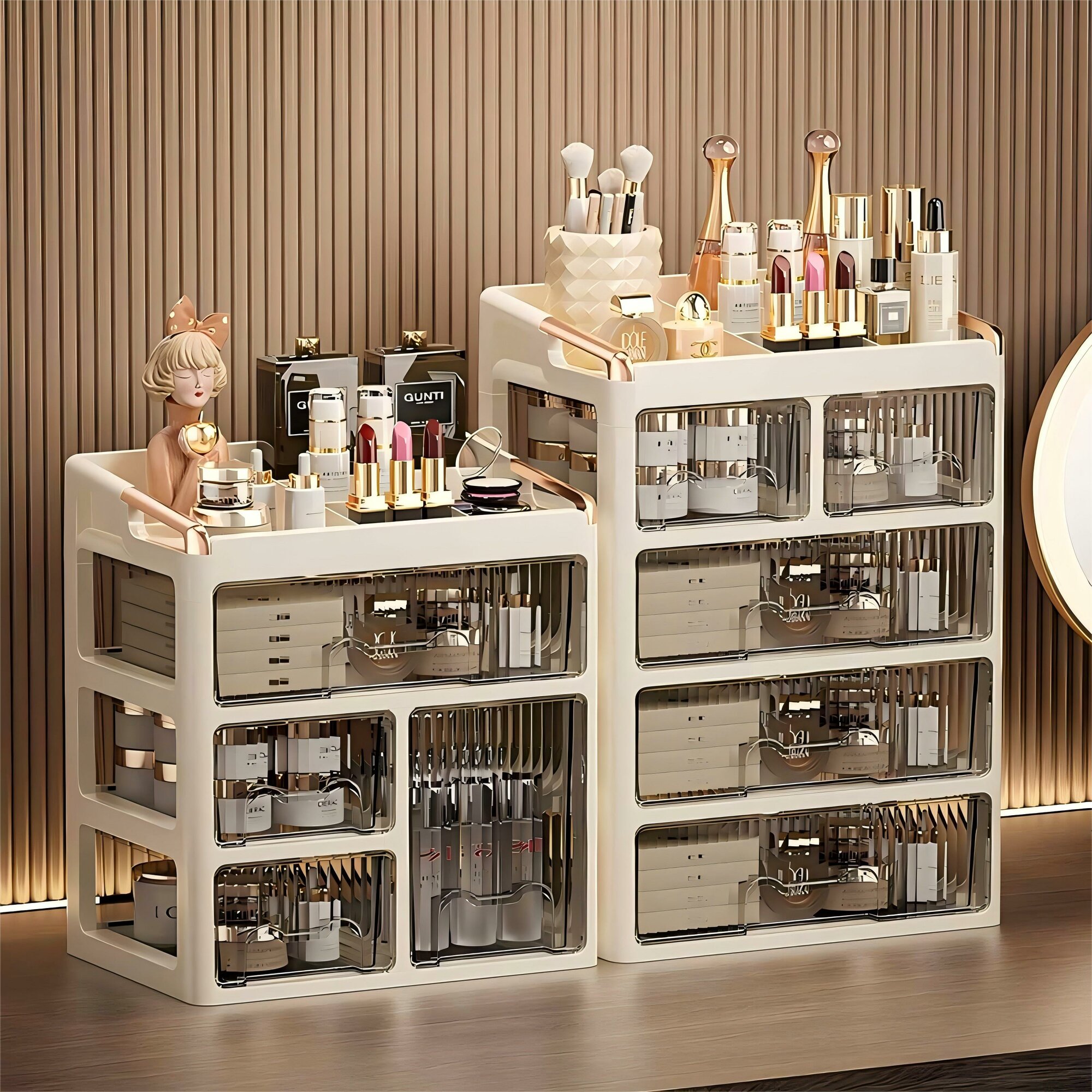 Многоуровневый бокс для косметики｜Прозрачные ящики, компактное хранение