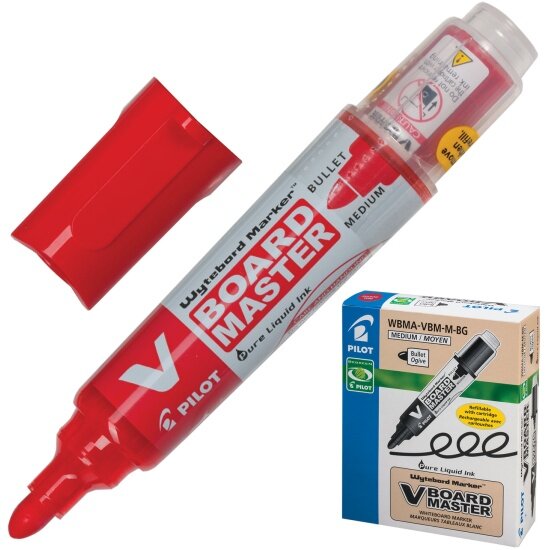 Маркер для доски Pilot "V-BOARD MASTER", красный, круглый наконечник, 4 мм, WBMA-VBM-M, WBMA-VBM-M R