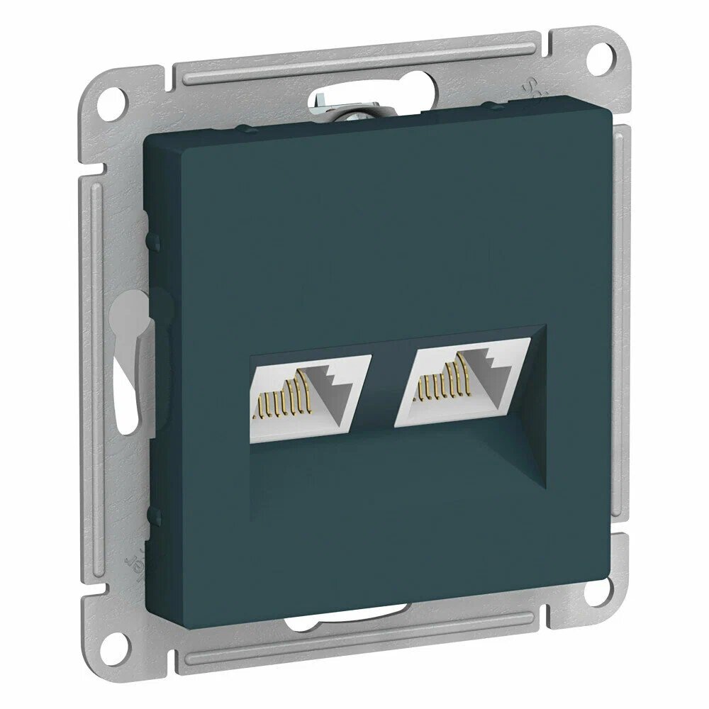 Розетка двойная компьютерная RJ45+RJ45 кат 5E SE AtlasDesign, изумруд ATN000885