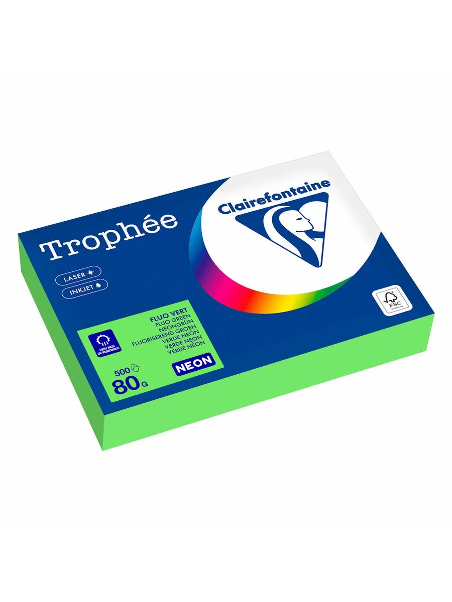 Цветная бумага а4 80 г/м2 500 л зеленая неон
