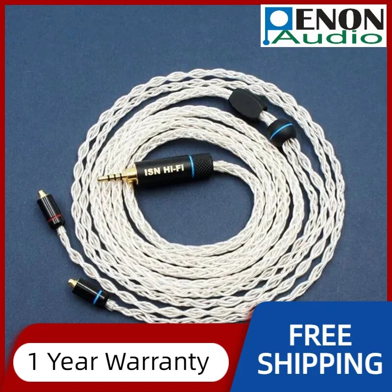 ISN Audio S8 8-жильный 19-ядерный посеребренный аудиокабель для наушников MMCX 3.5mm