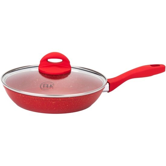 Сковорода с крышкой Dlk 18х4 см (1 л) с АПП, цвет: красный/золотой, арт. 5050-RD/GD-18.