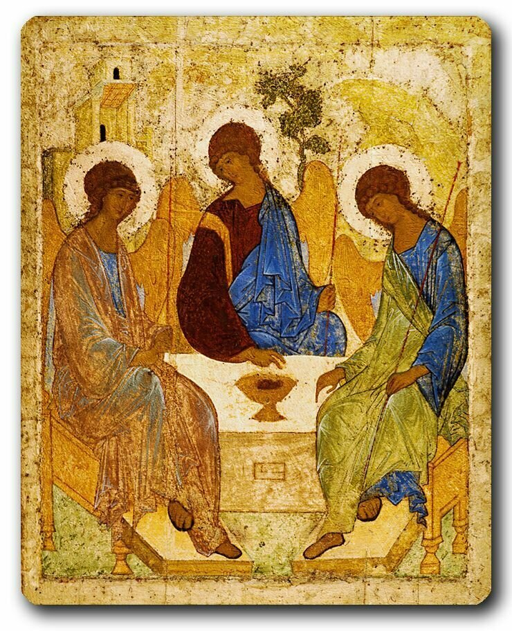 Икона/Картина/Рублёв "Троица"/Интерьерная фреска на доске/50х40см