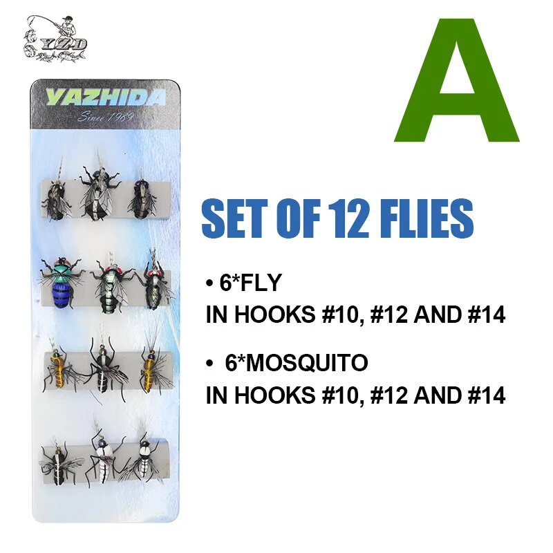 YAZHIDA Мухи для ловли нахлыстом 12 шт. A SET OF 12 FLIES