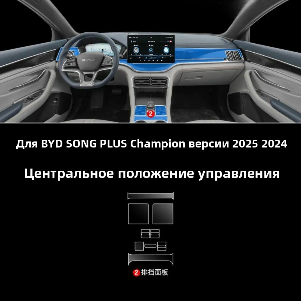 Аксессуары интерьера для BYD SONG PLUS Champion Version 2024-2025: TPU-пленка, панель передачи, GPS, консоль, наклейка PPF