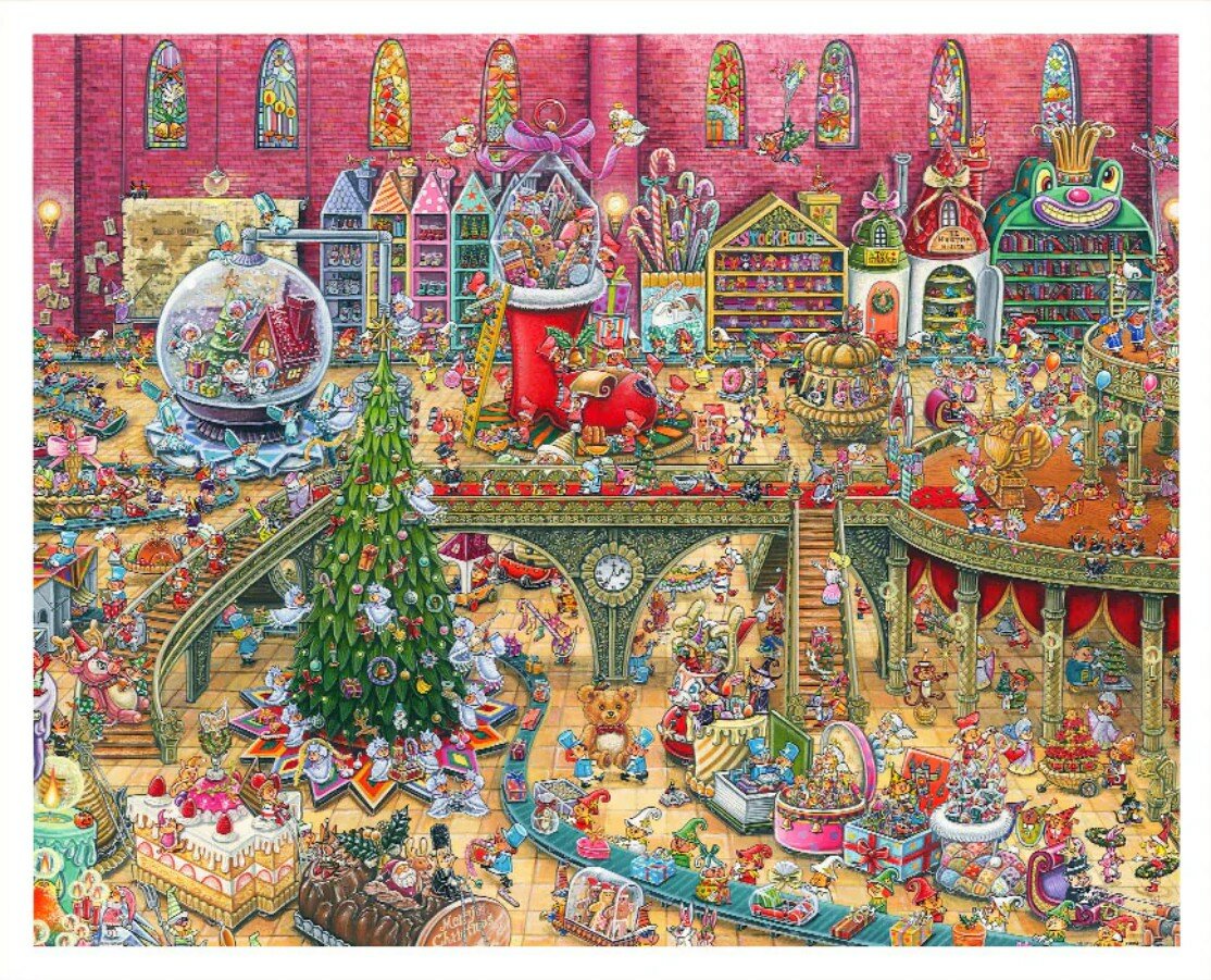 Пазл для взрослых Pintoo 2000 деталей, элементов: Синдзи Ямамото. Рождественская фабрика