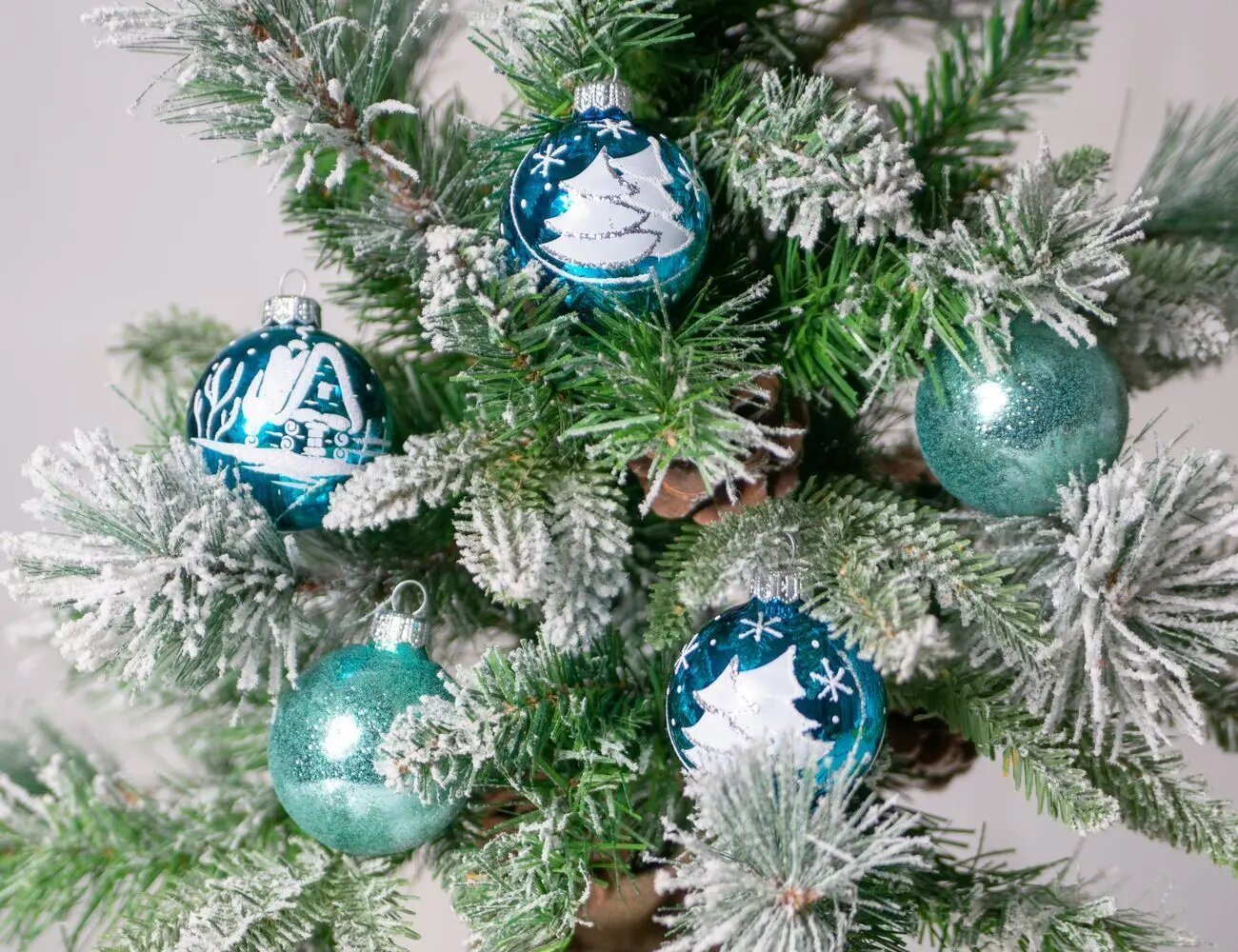 Набор стеклянных шаров морозко, голубой, 5*62 мм, Елочка