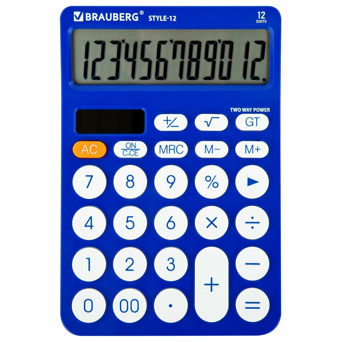 Калькулятор настольный Brauberg STYLE-12-BL, 12-разрядный, двойное питание, синий