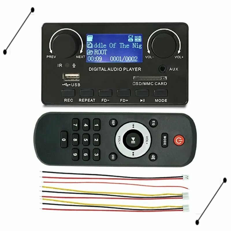 ЖК-дисплей Bluetooth 5.0 MP3-декодер Плата с поддержкой громкой записи FM DC 12V MP3 WMA WAV APE FLAC Аудиоплеер
