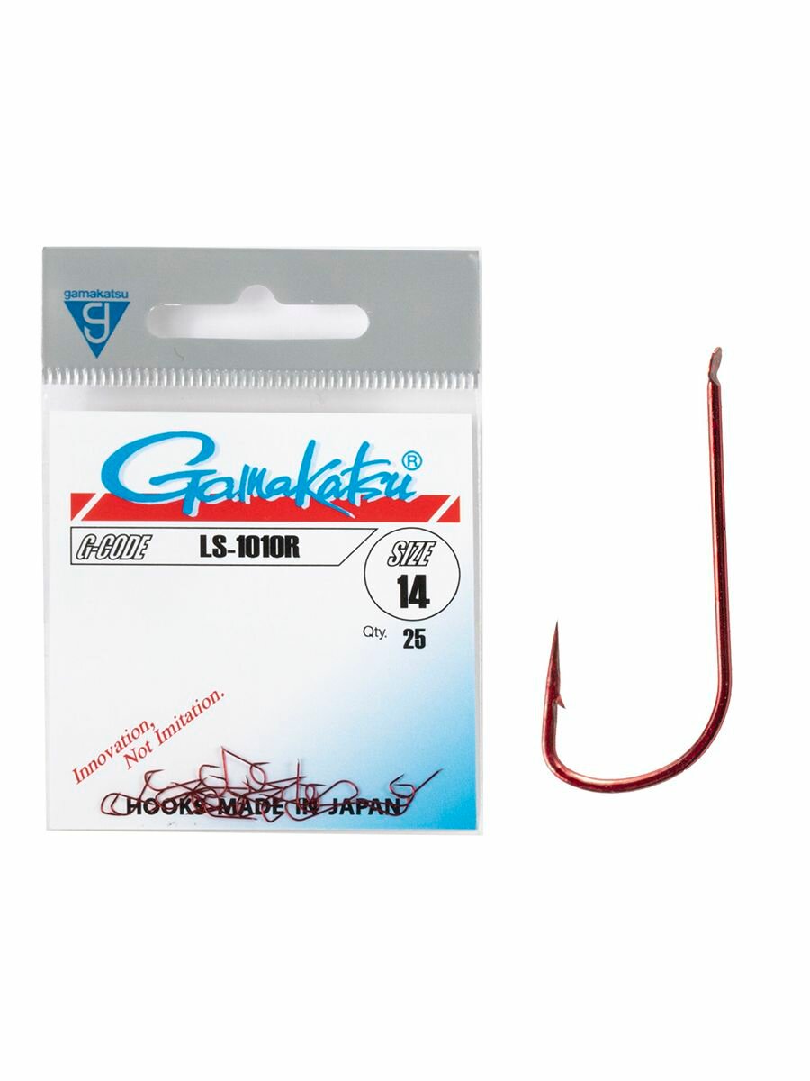 Крючки Gamakatsu LS-1010R HOOKS RED размер 14 (упк.25шт.)