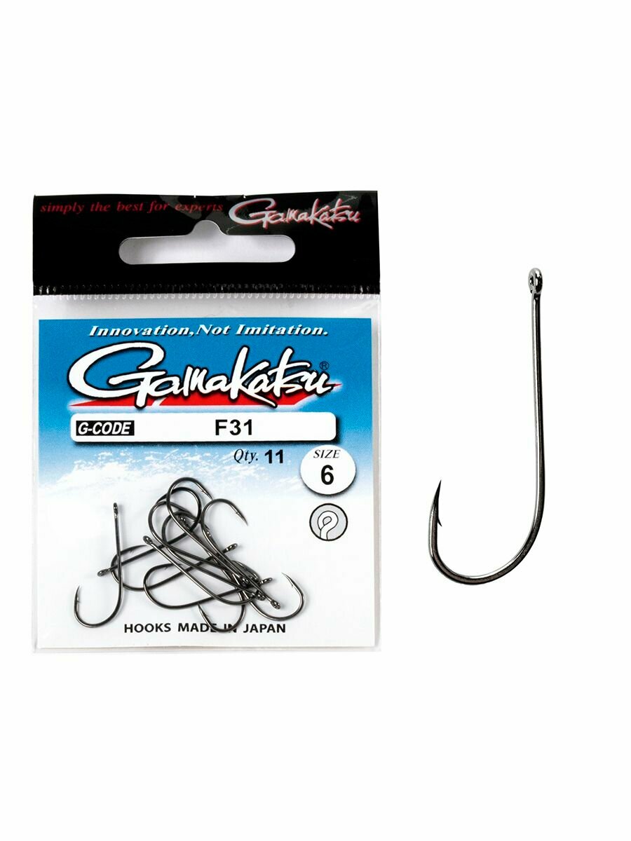 Крючки Gamakatsu F31 NEW LABEL HOOKS BLACK размер 06 (упк.11шт.)