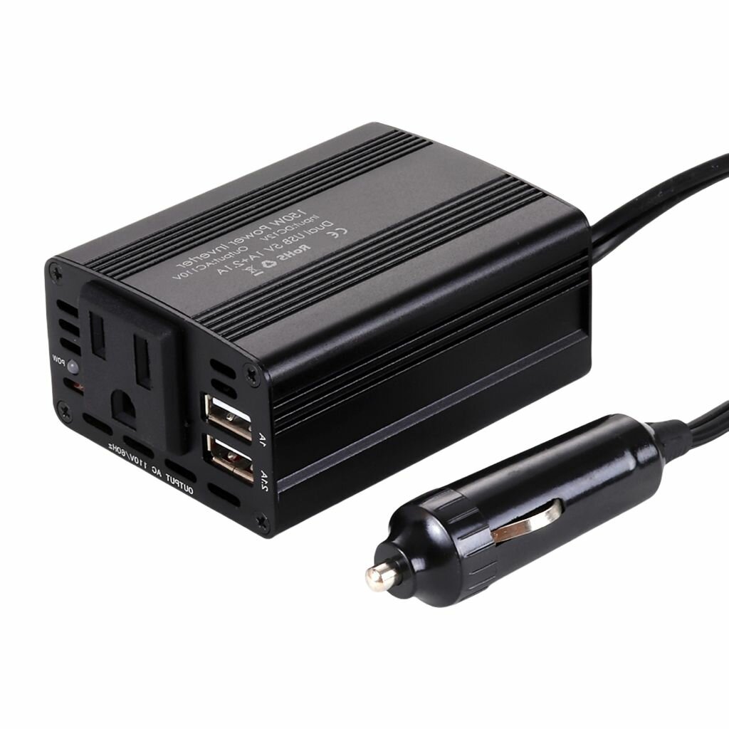 Зарядное устройство,150W автомобильный инвертор с двумя USB, быстрое зарядное устройство - черный, американский стандарт