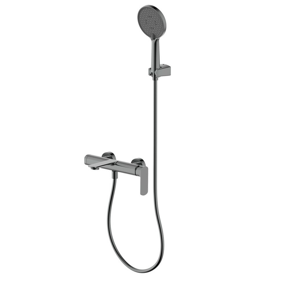 AQM6312GM Monza Смеситель для ванны однорычажный, с душевым набором, 3 режима, серый матовый