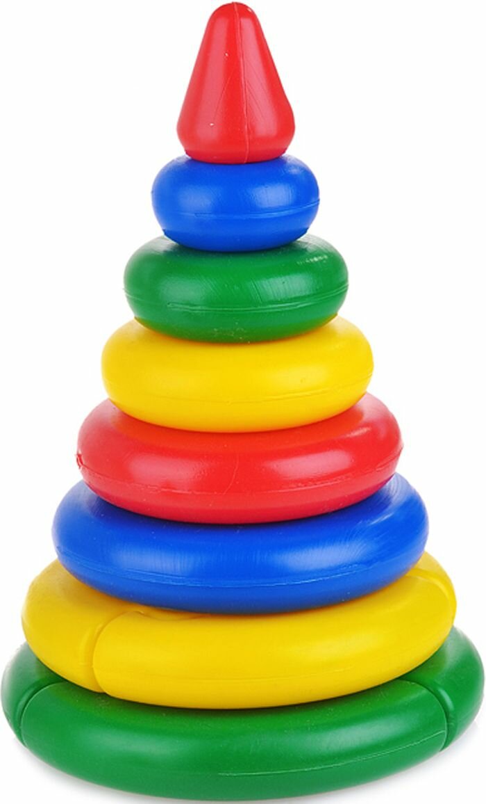 Детская пирамида "Малышок-7 К", развивающая пластиковая игрушка-пирамидка из 7 колец, учим цвета и формы