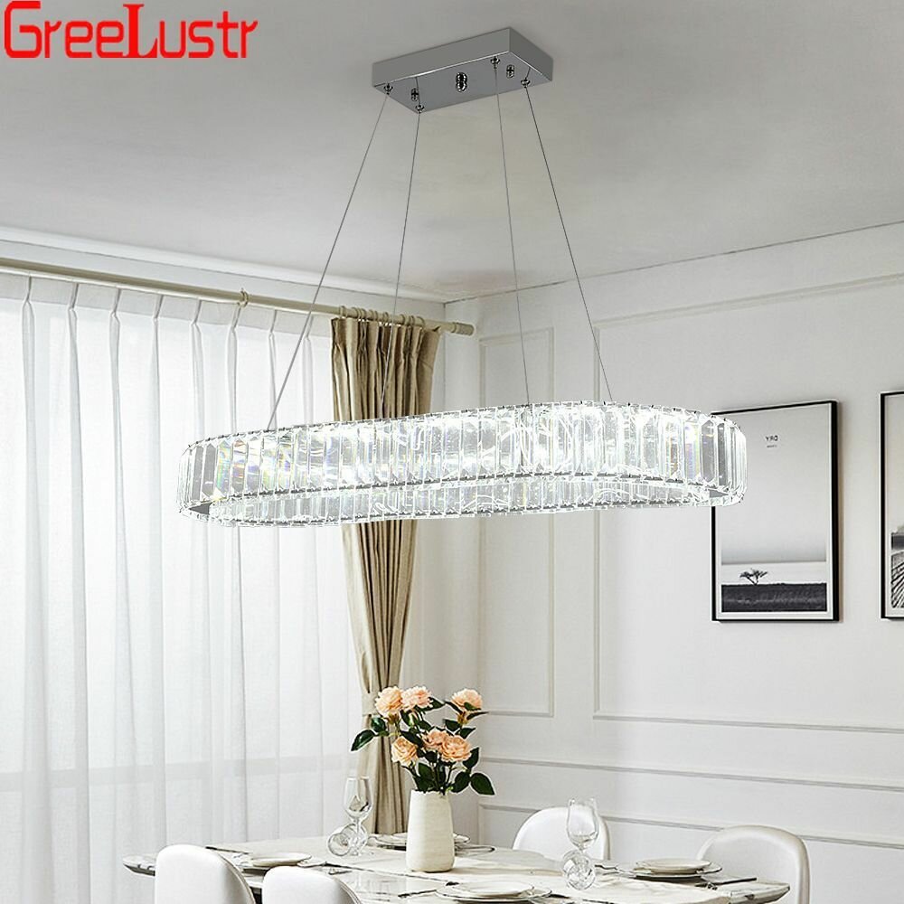 Хрустальная овальная люстра 6500K Белый свет