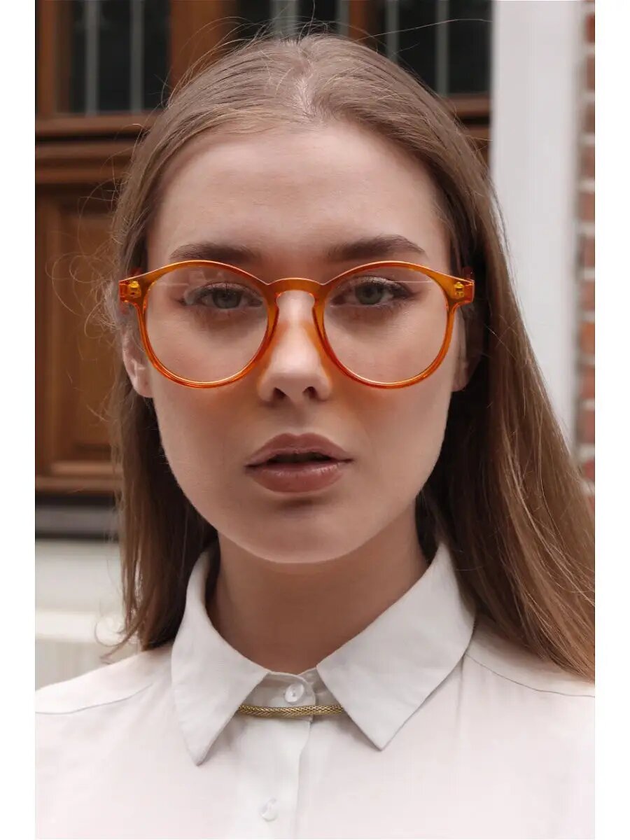 Оправа Неушанка, имиджевая, компьютерная, оранжевая, для зрения