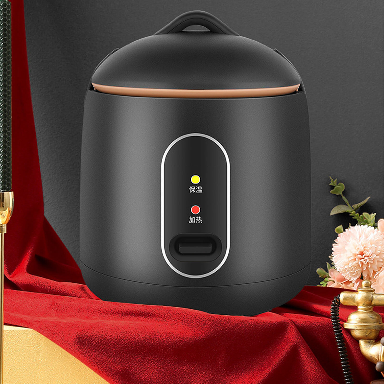 Домашняя мини-рисоварка, черная маленькая автоматическая рисоварка для общежития, 1,2 л, термальная рисоварка с вкладышем в кастрюлю для приготовления на пару