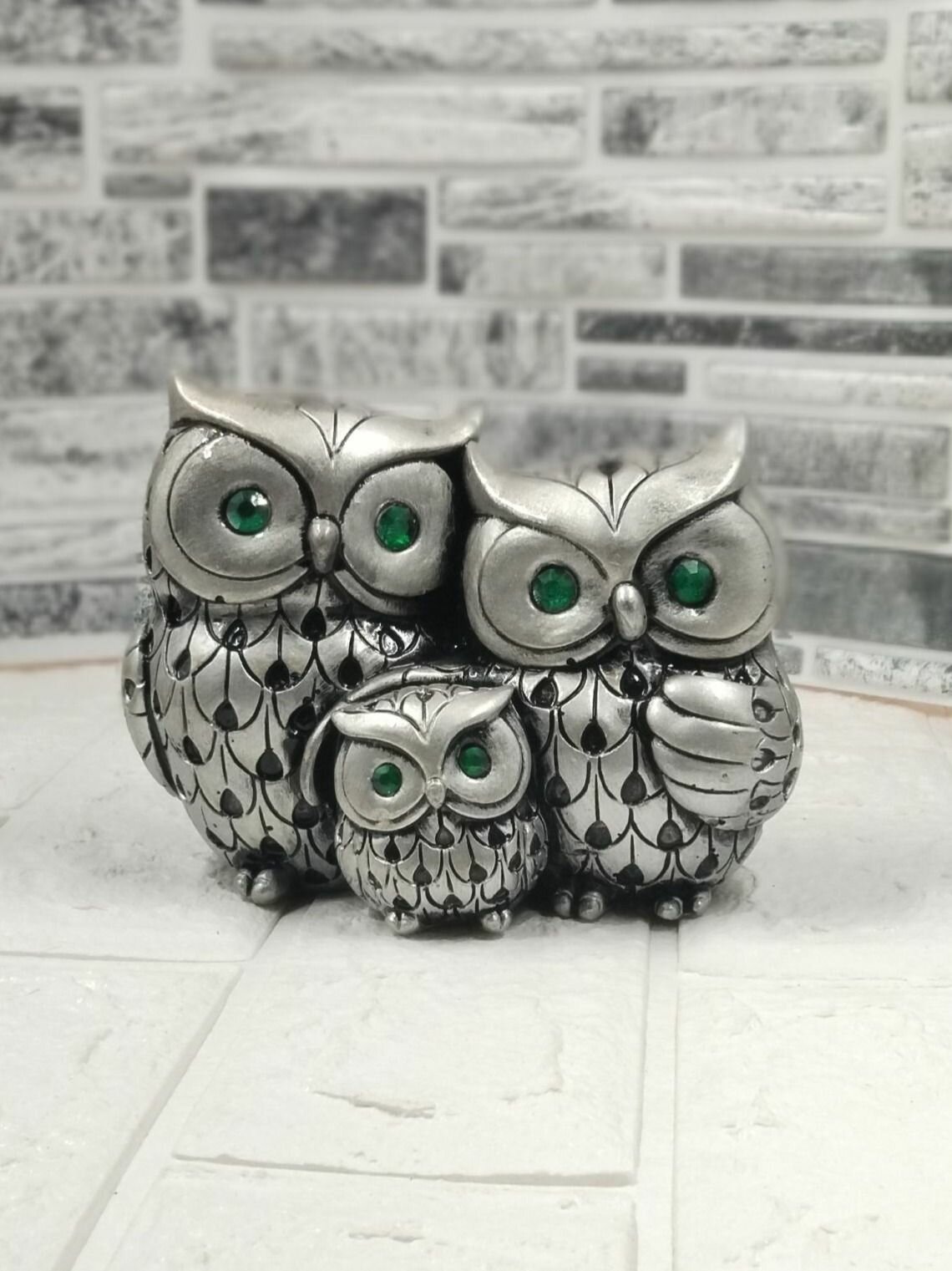Статуэтка "Совы Семья Большая", серебро, ARTVACH