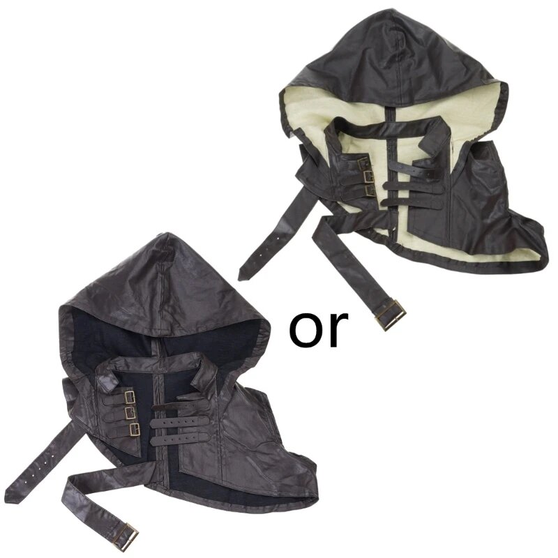 Капюшон из искусственной кожи EDCRFV, стимпанк L, Коричневый, brown