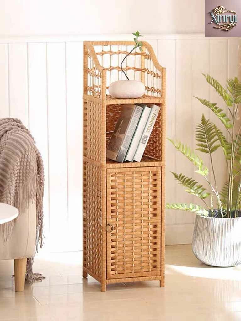 Светло-коричневый шкаф для хранения вещей из ротанга, 27*27*100 см