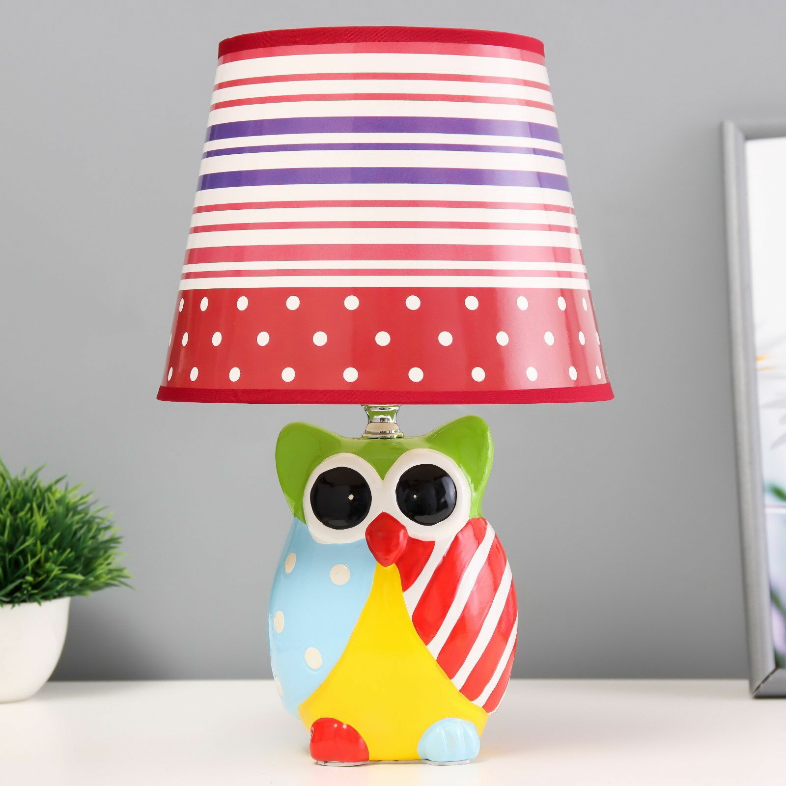 Настольная лампа "Совушка" Е14 40 Вт цветной 20x20x32 см, управление светильником: с выключателем на корпусе