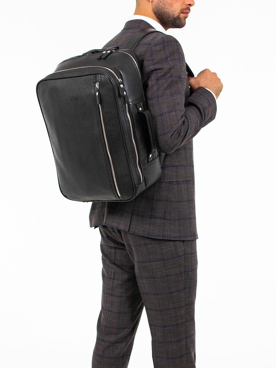 Рюкзак мужской LAKESTONE, кожаный, городской, большой, для ноутбука, натуральная кожа, трансформер