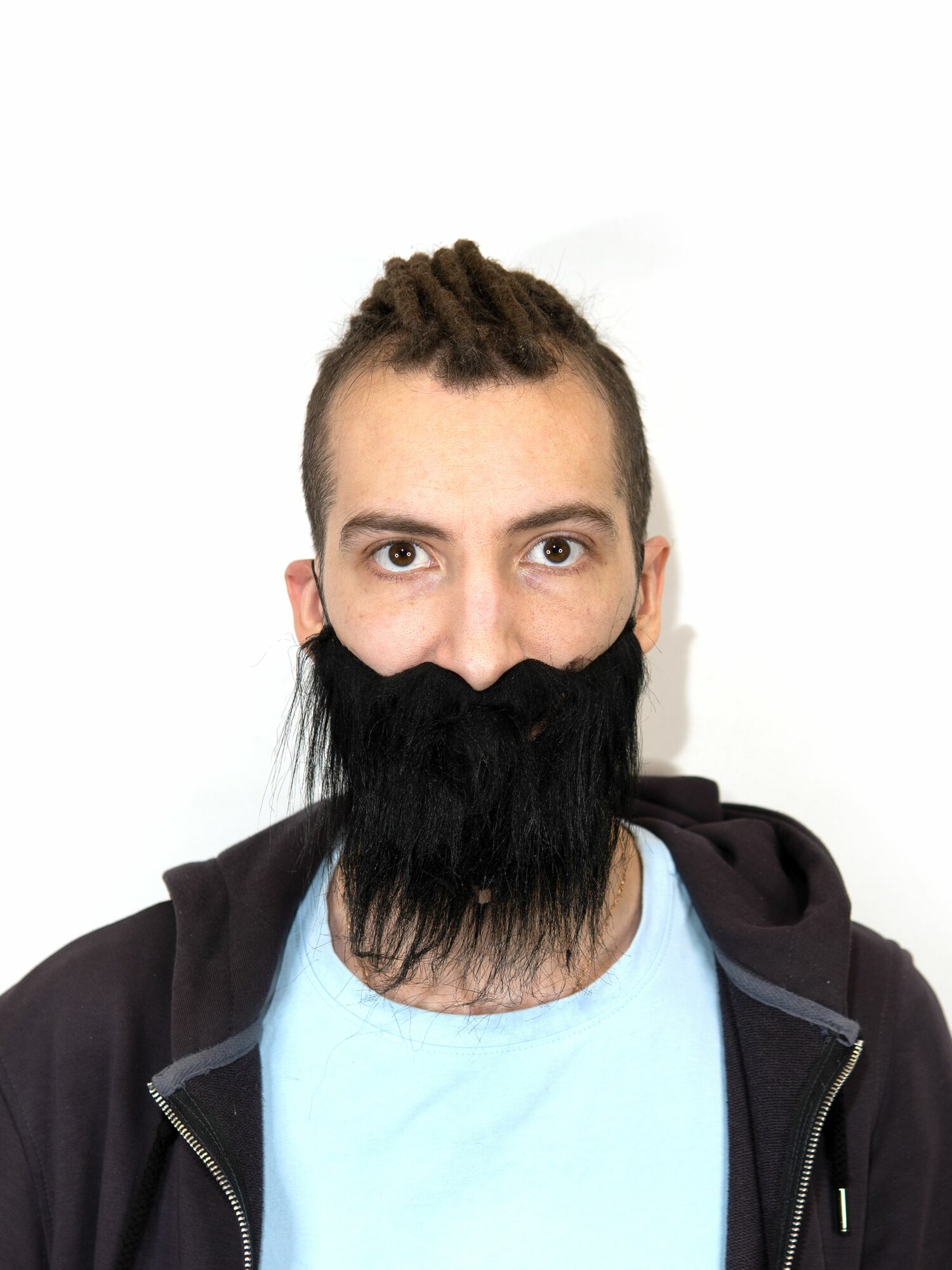 Полумаска-парик черная борода злодея вестерна - преступника ковбоя