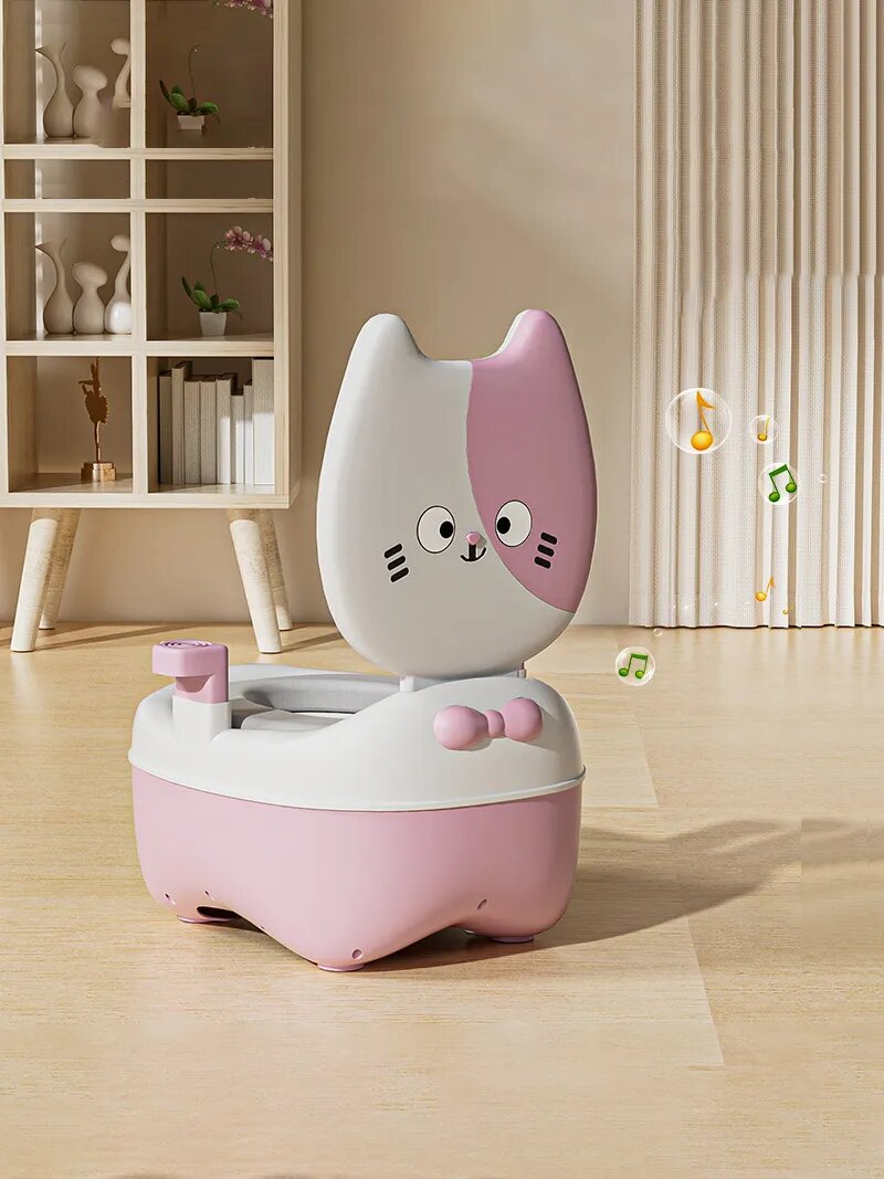 Детский музыкальный горшок для мальчиков и девочек, с защитой от брызг, складной, розовый