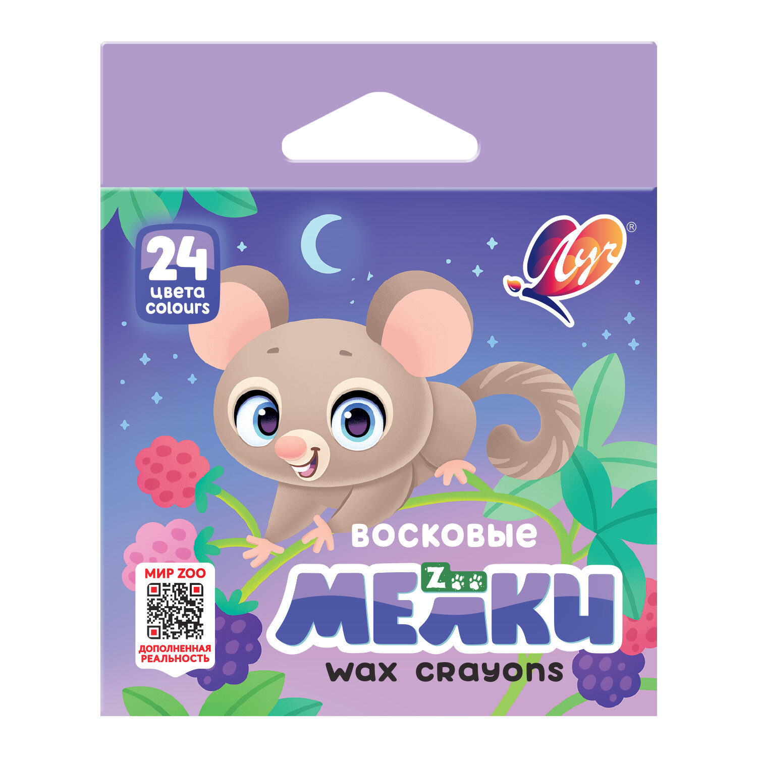 Восковые мелки "ZOO" шестигранные 24 цвета